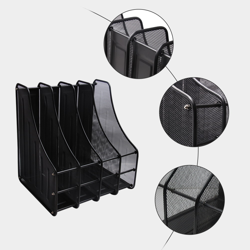VIZ-PRO Desktop Organizer-Mesh File Magazine Holder, 4 Compartments ...