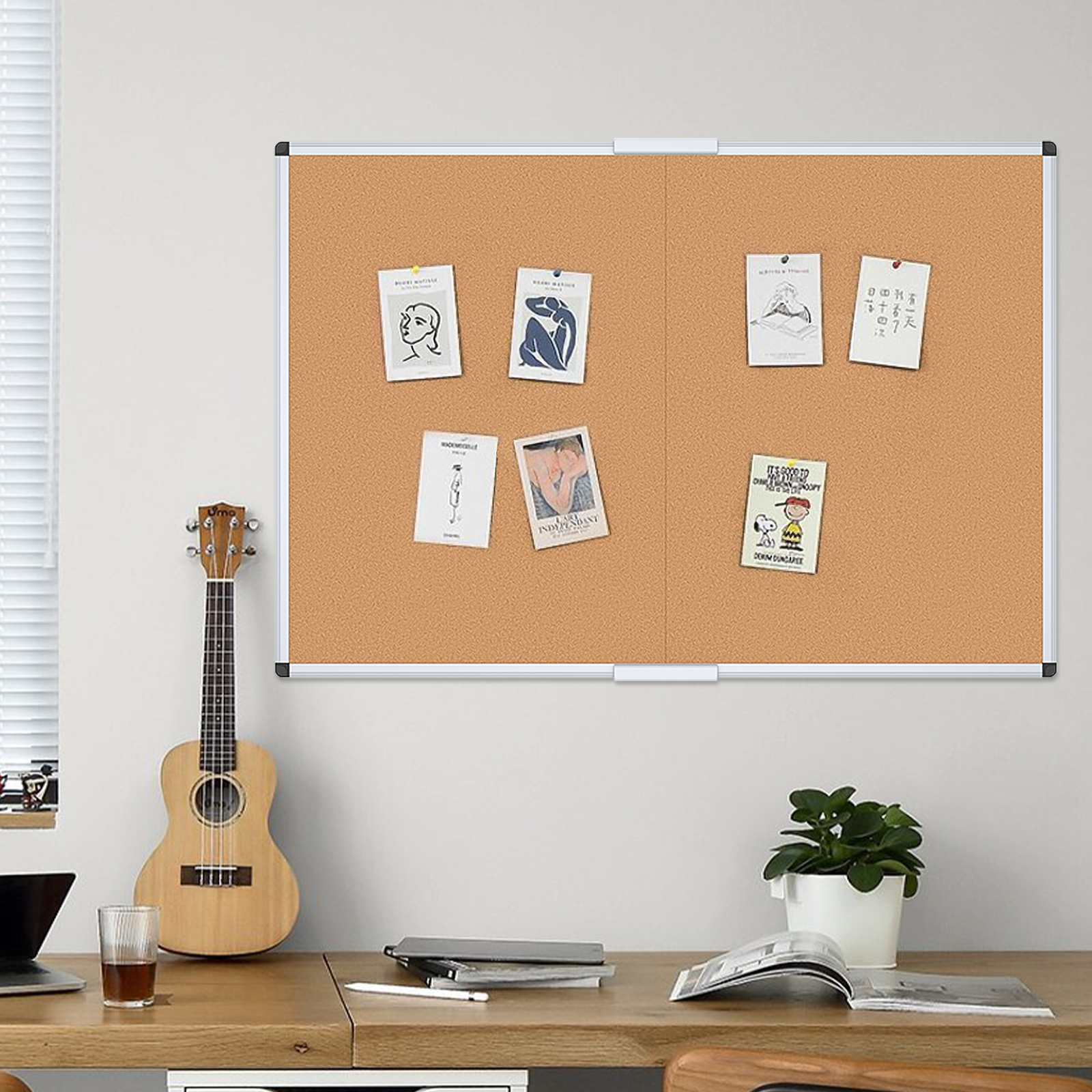 VIZ-PRO Large Cork Bulletin Board, Foldable & Wall-Mounted Notice Pin ...