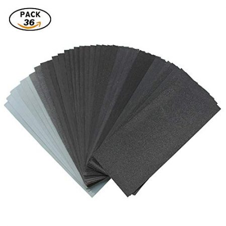 VIZ-PRO 36 Pcs 120 to 3000 Assorted Grit Sandpaper for Metal Sanding ...